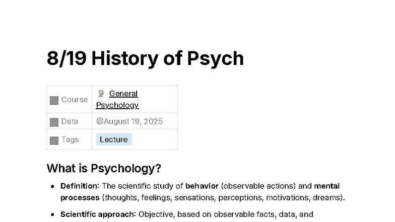 History of Psych Lecture Notes (Course Code: PSY101) - Studocu