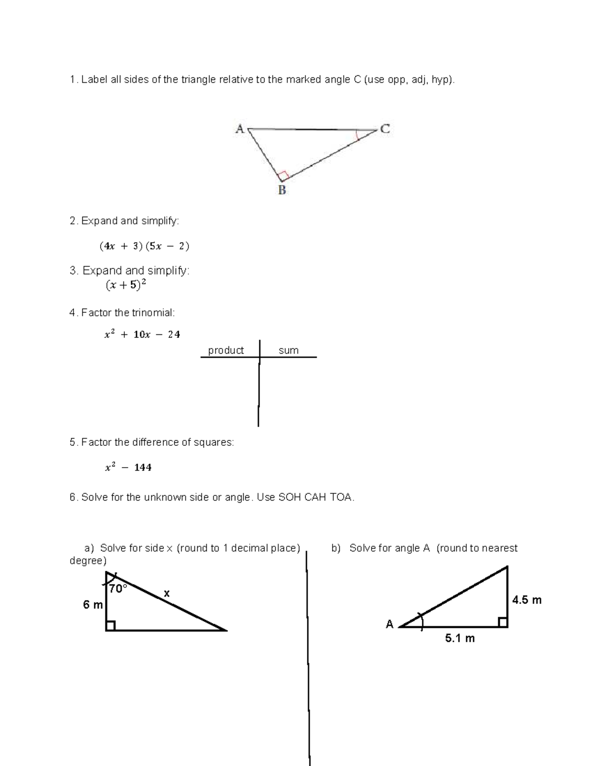 Extra Exam Review - Math Concepts and Problem Solving - Studocu