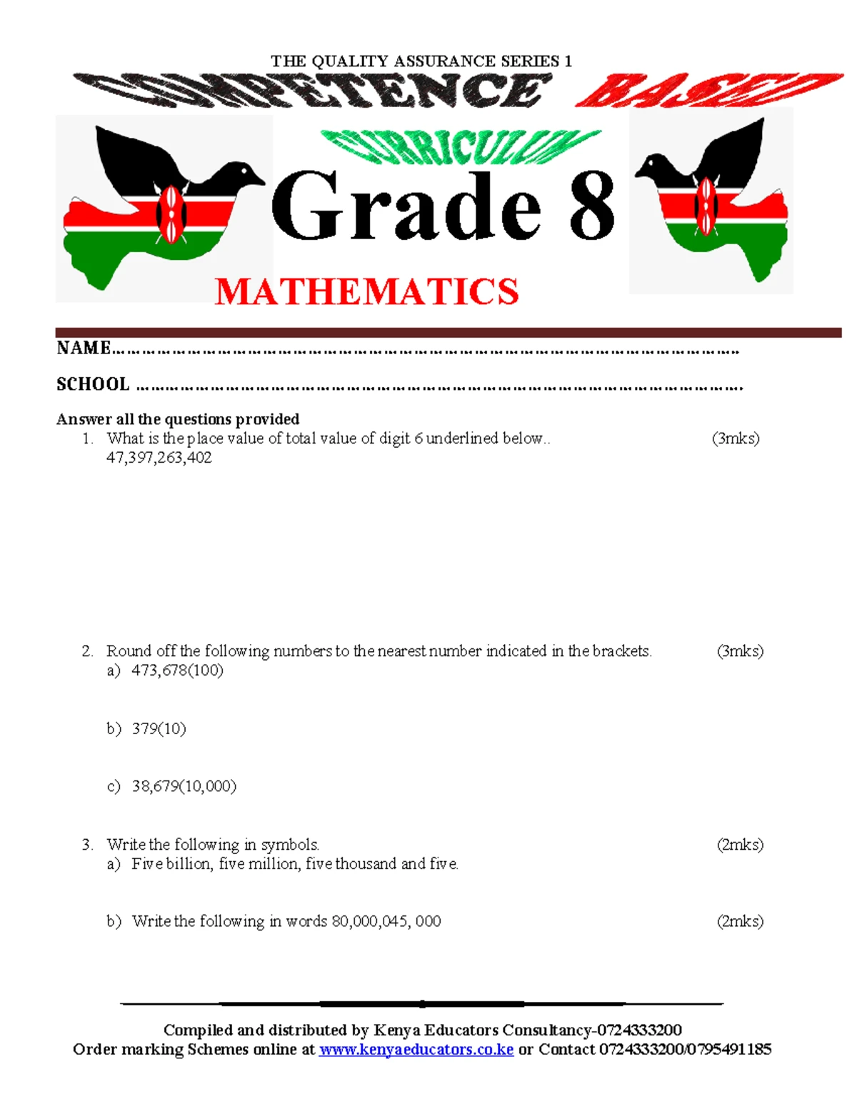 GRD 7 JSS End Year Comprehensive Exam Questions 2023 - Studocu