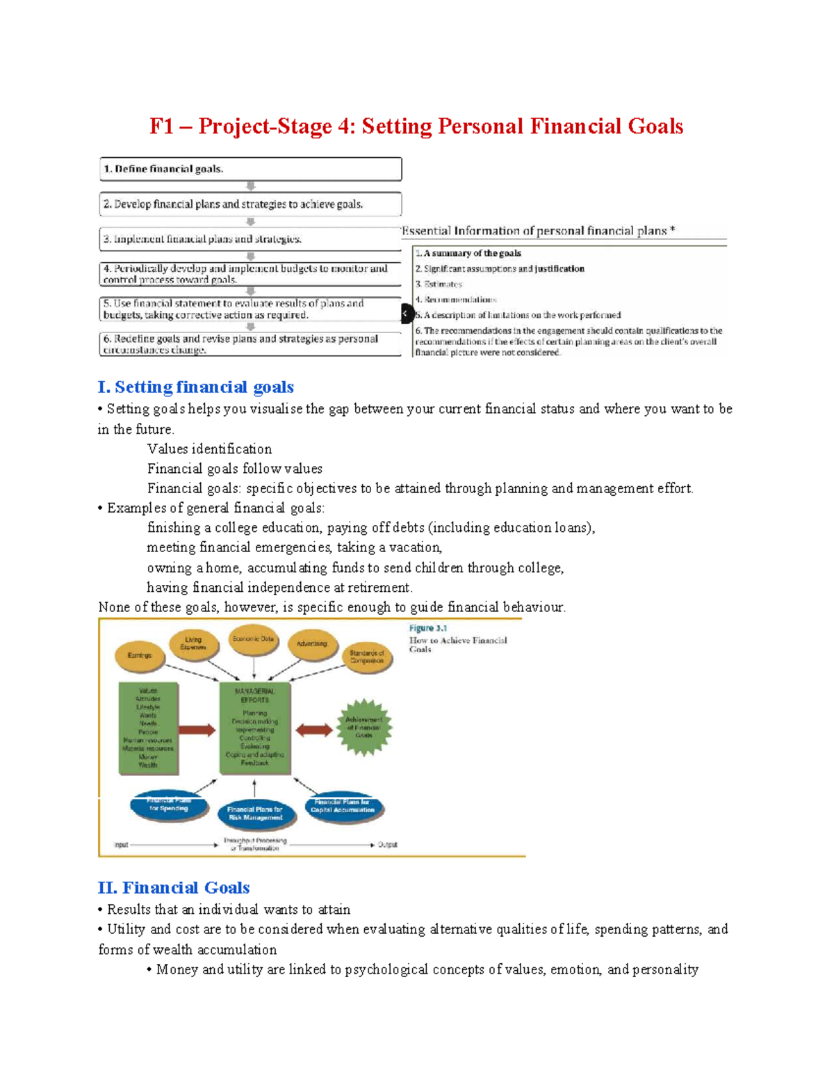 F1 4: Project-Stage 4 on Setting Personal Financial Goals - Studocu
