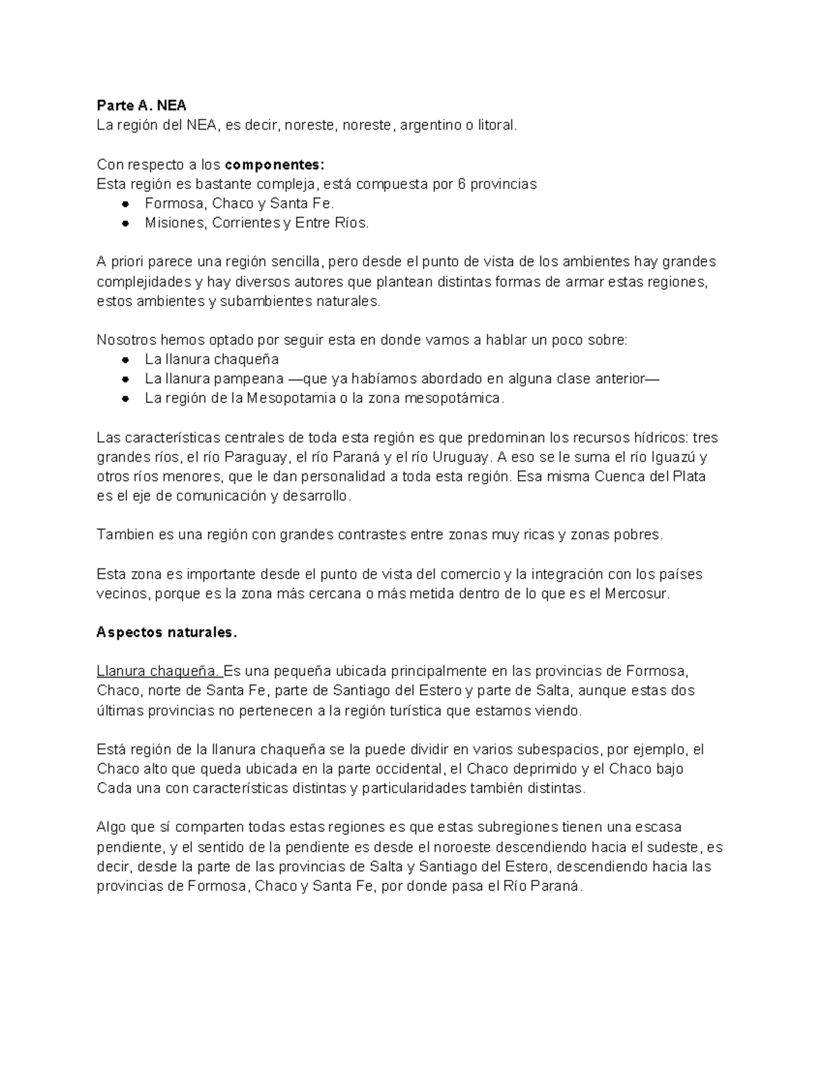 Región NEA: Características y Atractivos Turísticos - Apuntes - Studocu