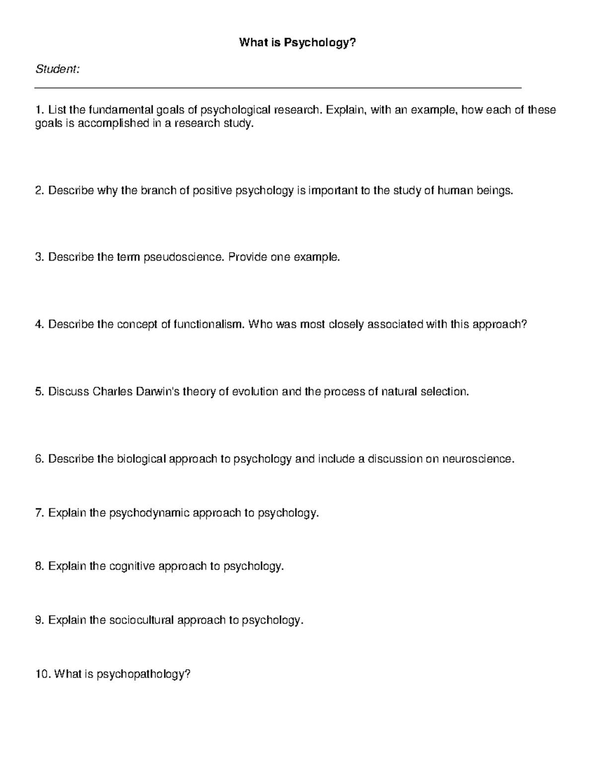 PSY101: Chapter 1 - Introduction to Psychology and Key Concepts - Studocu