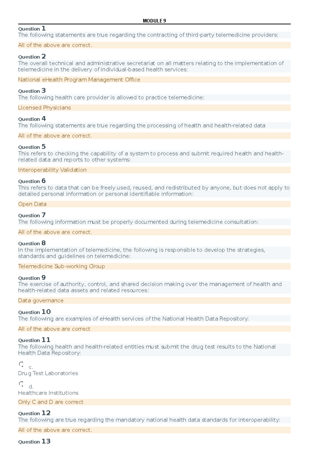 Module 9 - Telemedicine and Health Data Management Overview - Studocu