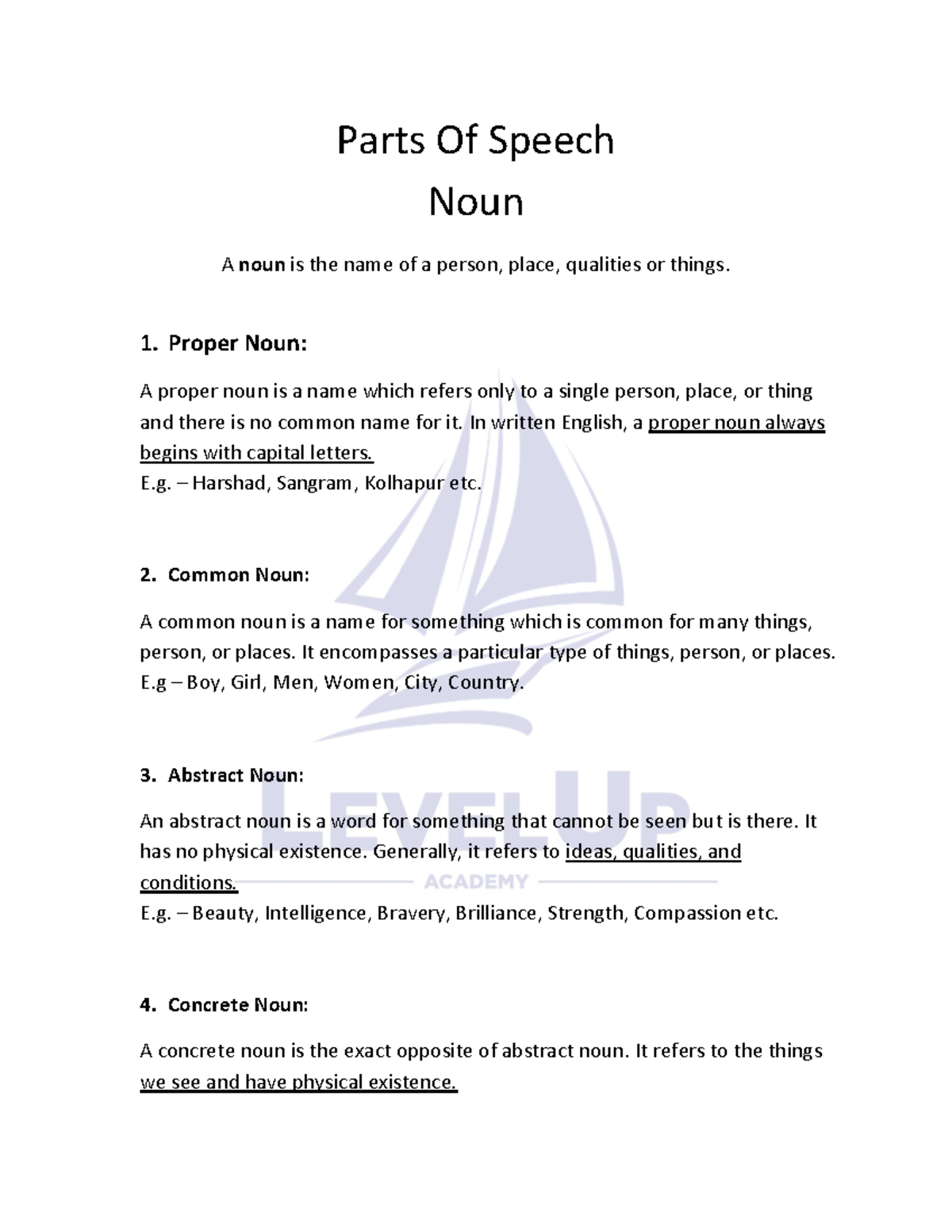 Parts Of Speech - Noun - Parts Of Speech Noun A noun is the name of a ...