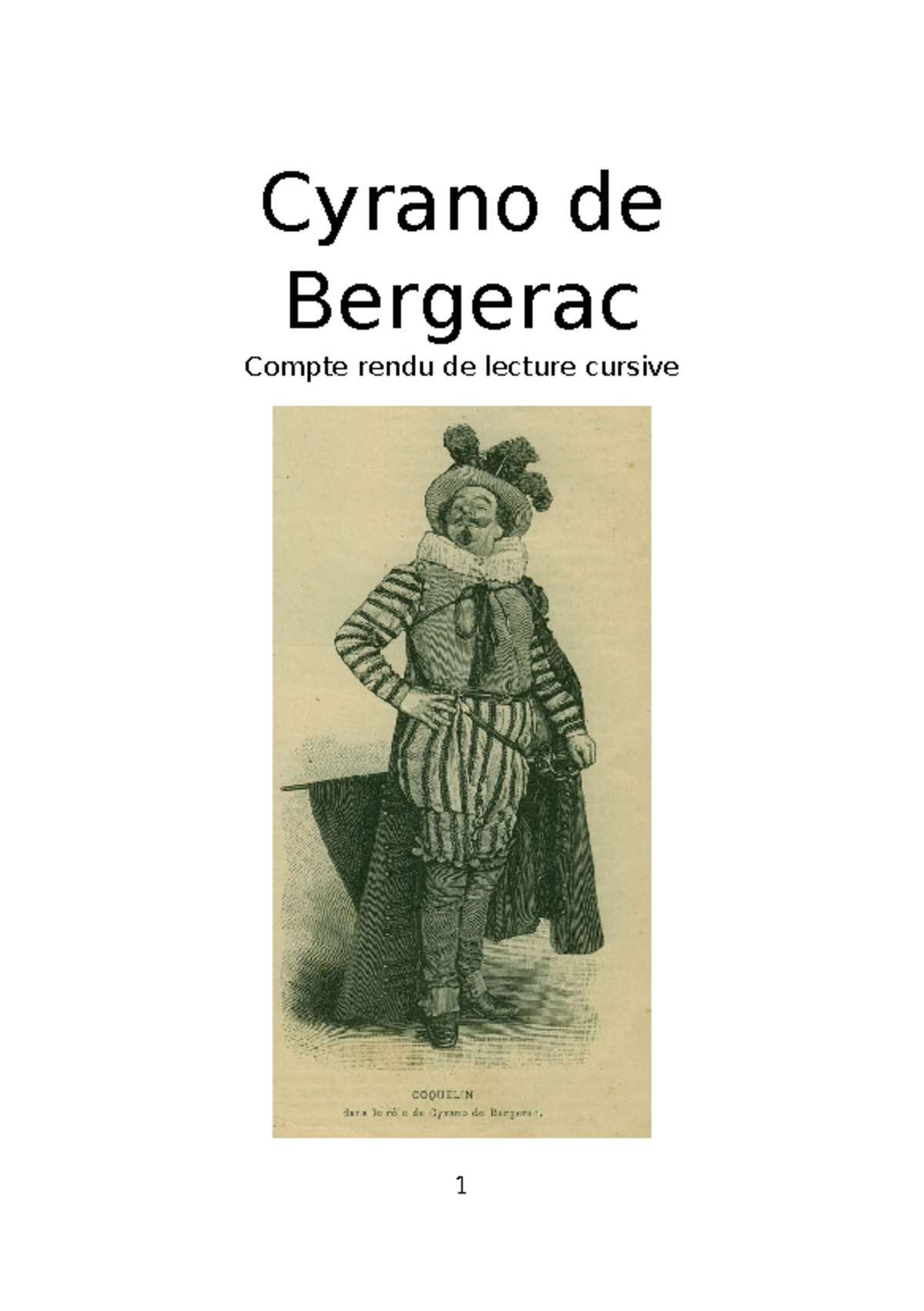 Cyrano de Bergerac FR: Compte Rendu de Lecture Final - Studocu