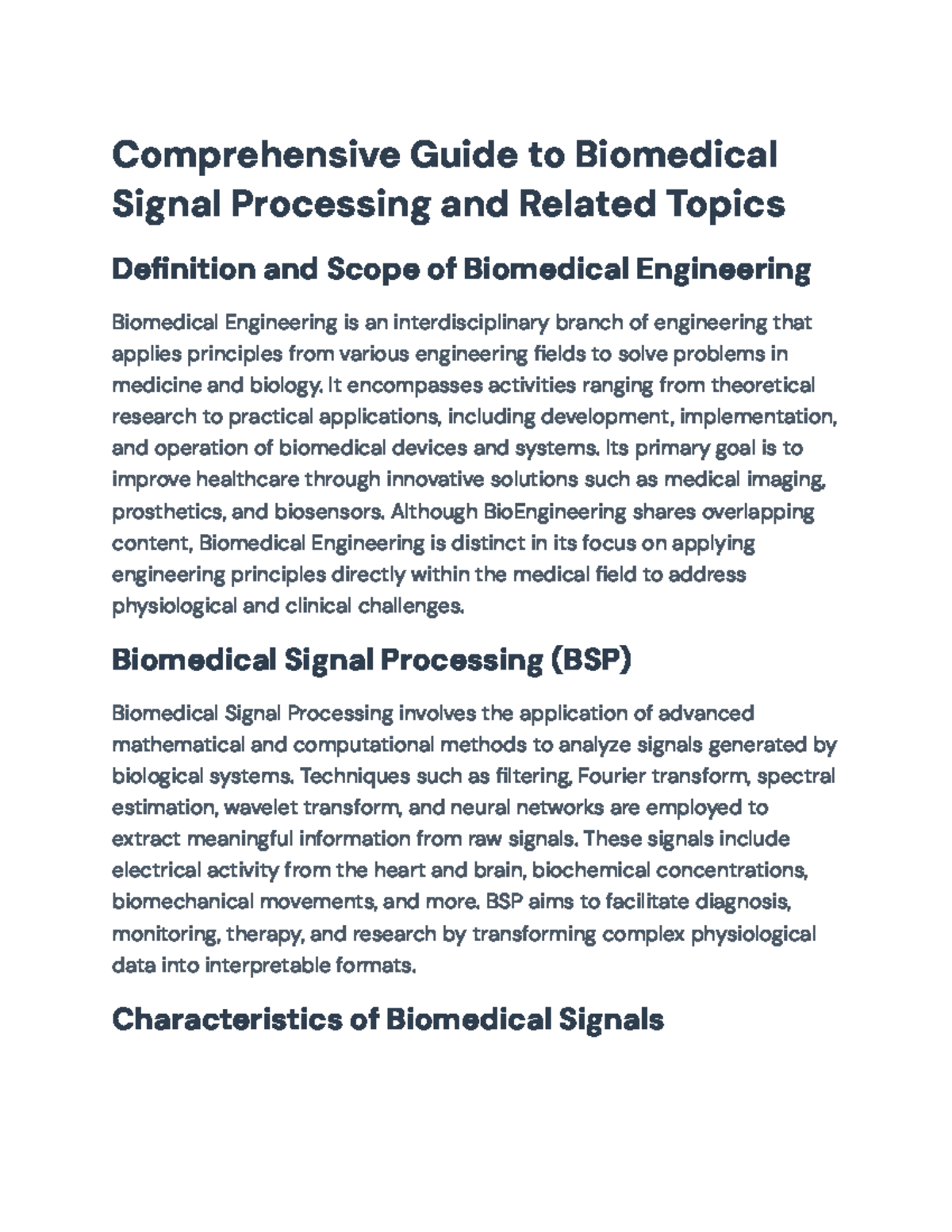 Comprehensive Guide to Biomedical Signal Processing (BME 101) and ...