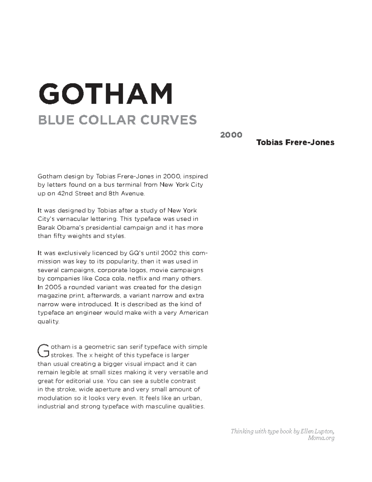 Gotham Typeface Analysis - Task Overview - Studocu