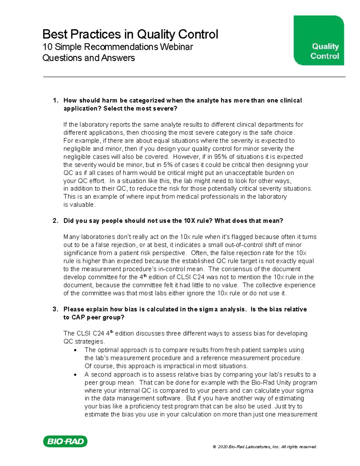 Best QC Practices in Quality Control: Q&A Session Insights - Studocu