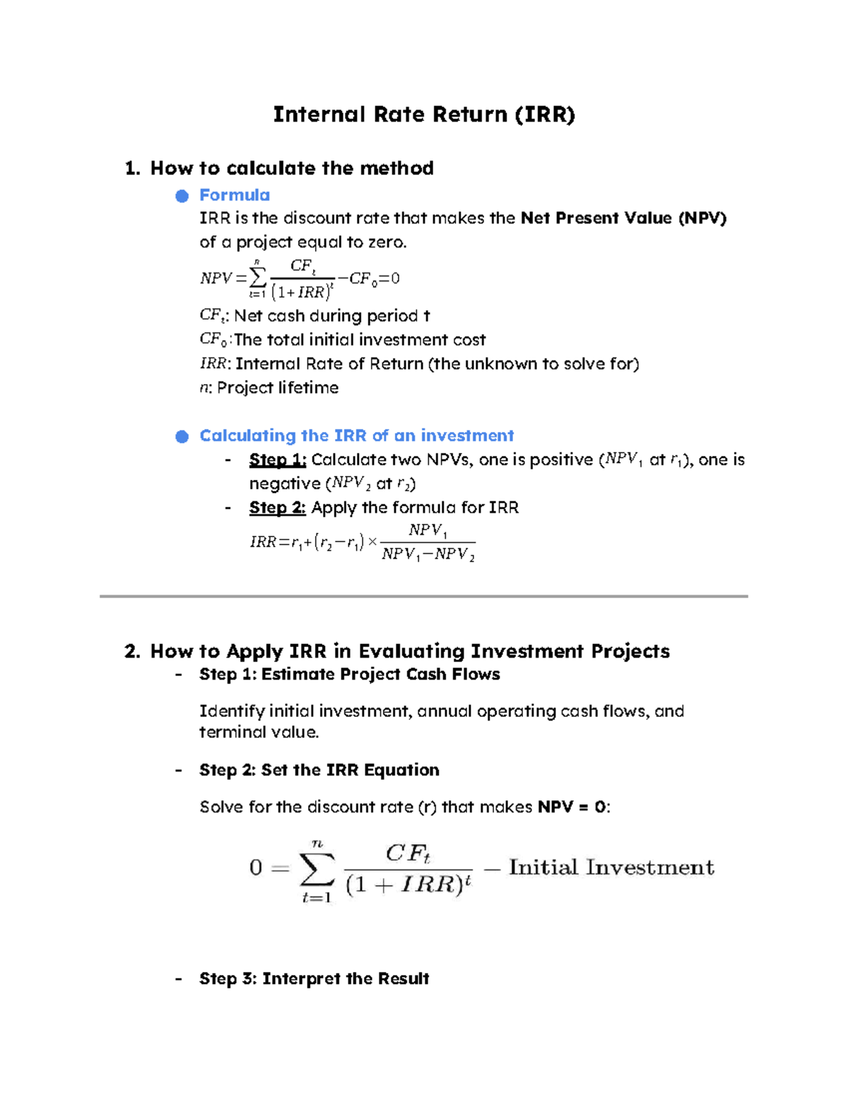 Corporate Finance - Task 1: Understanding Internal Rate of Return (IRR ...