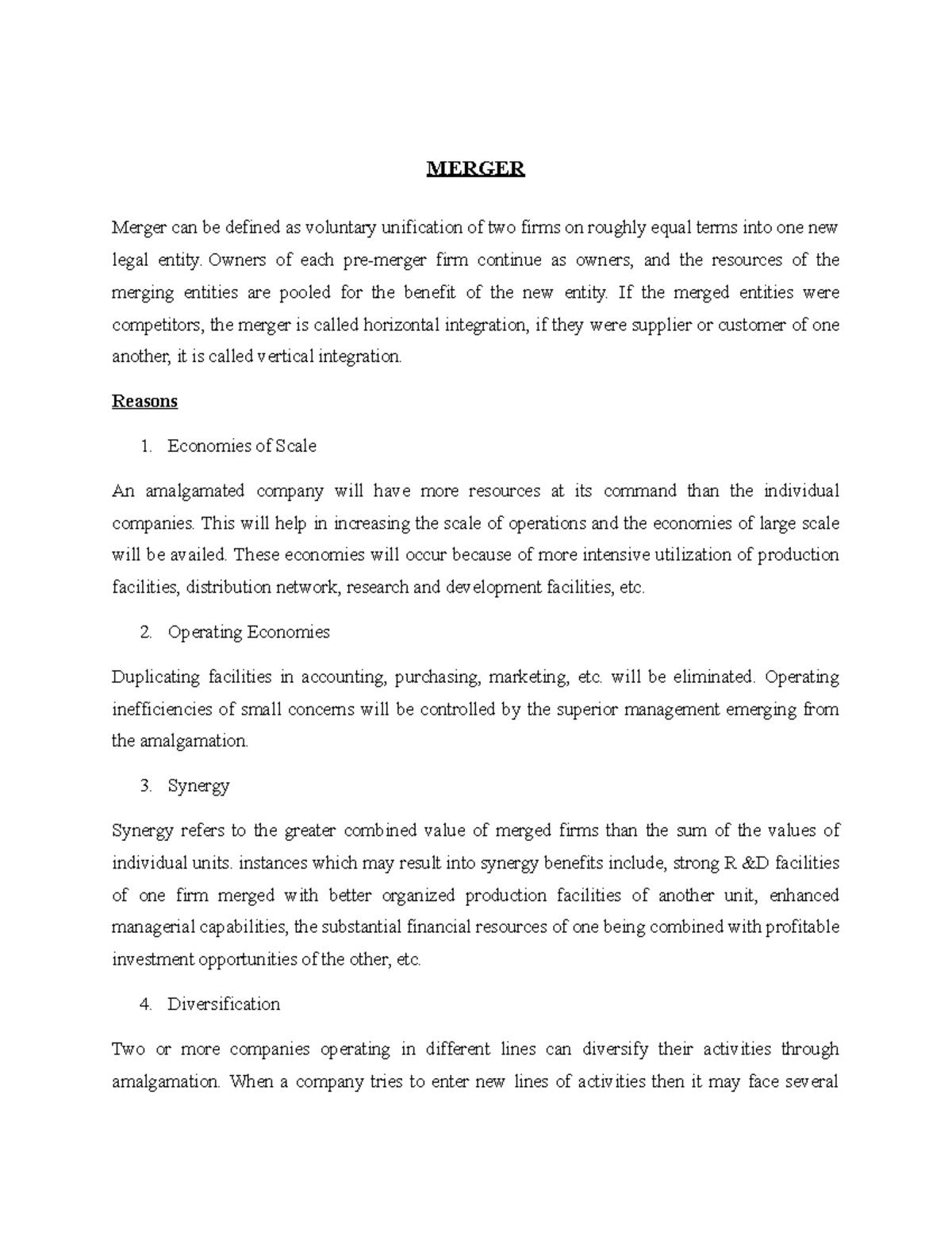 FS - Merger, Acquisition, divestment, spin off, MBO - MERGER Merger can ...