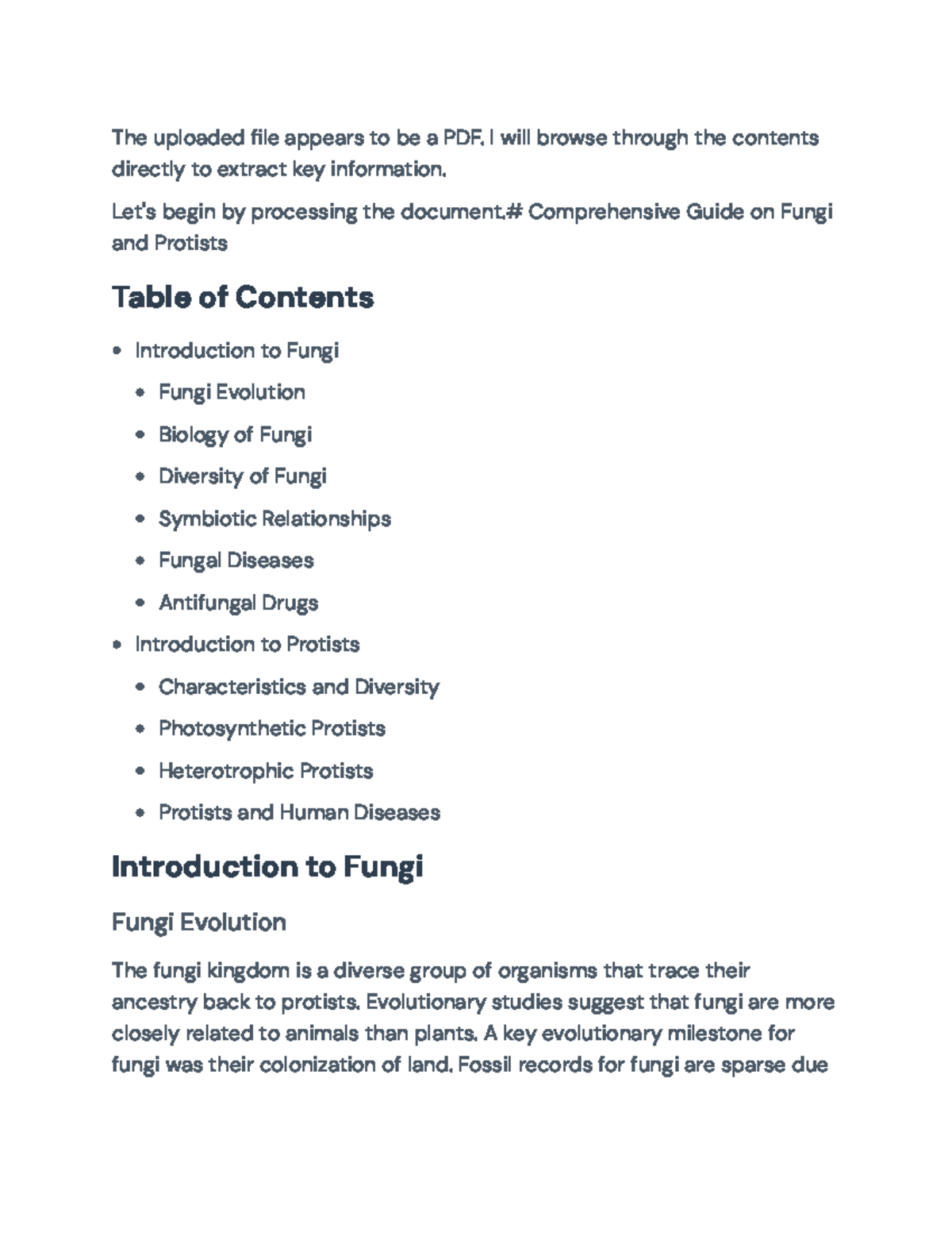 Comprehensive Guide on Fungi and Protists (BIO 101) - The uploaded file appears to be a PDF. I ...
