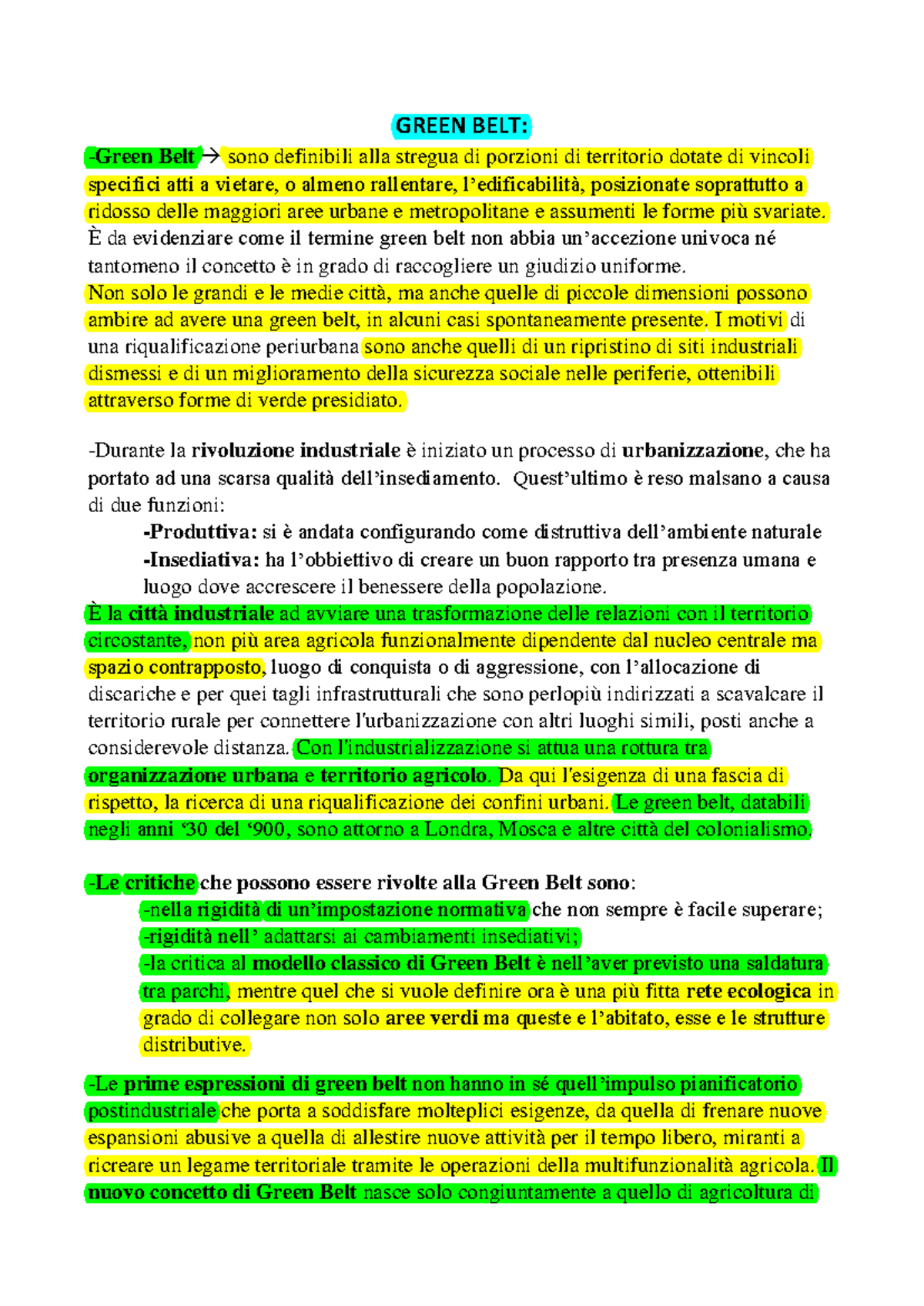 GREEN BELT: Casi di Studio e Riflessioni per il Corso Appgeo - Studocu