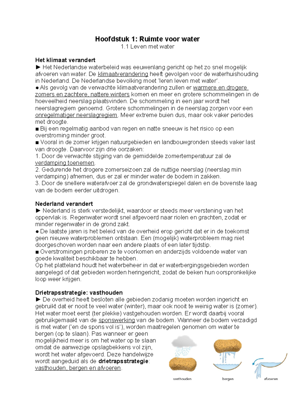 Samenvatting Waterbeheer in Nederland: Hoofdstuk 1 Overzicht - Studeersnel