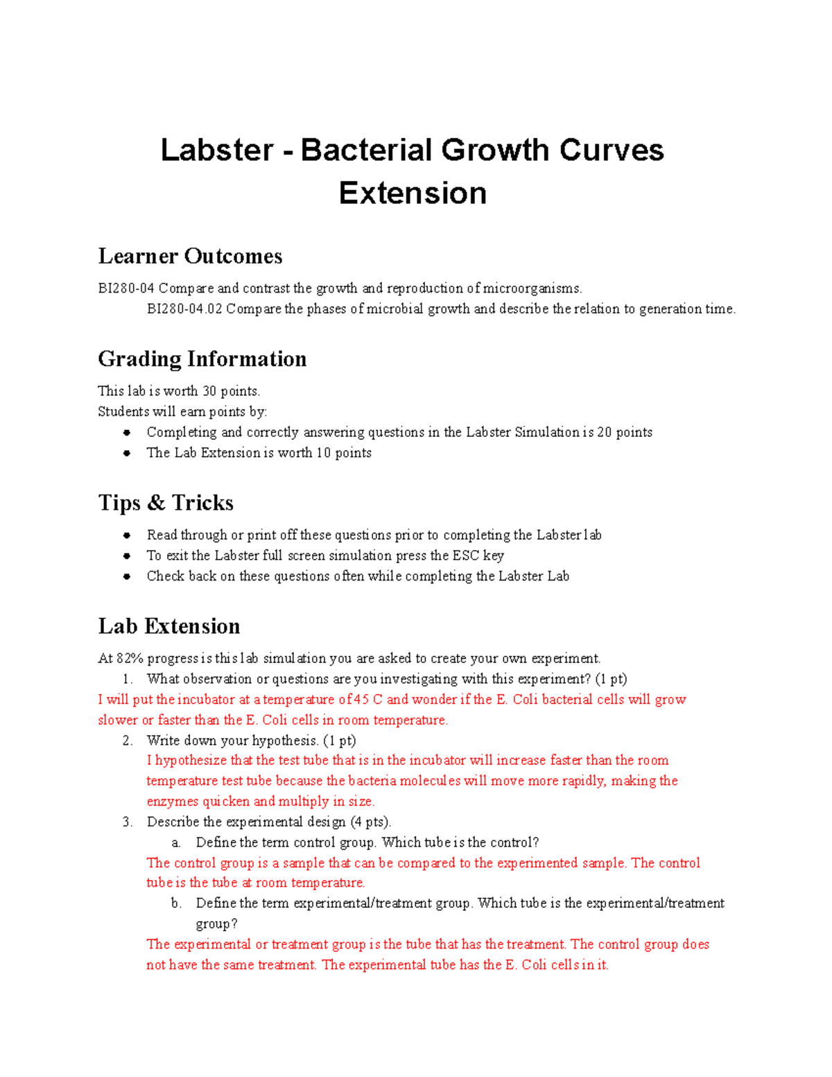 Labster BI280-04: Bacterial Growth Curves Experiment Extension - Studocu