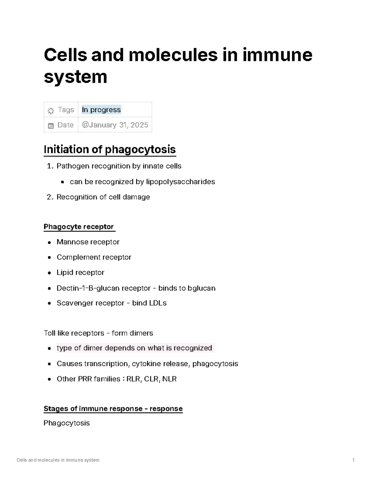 Immunology Introduction: Cells and Molecules in Immune System - Studocu