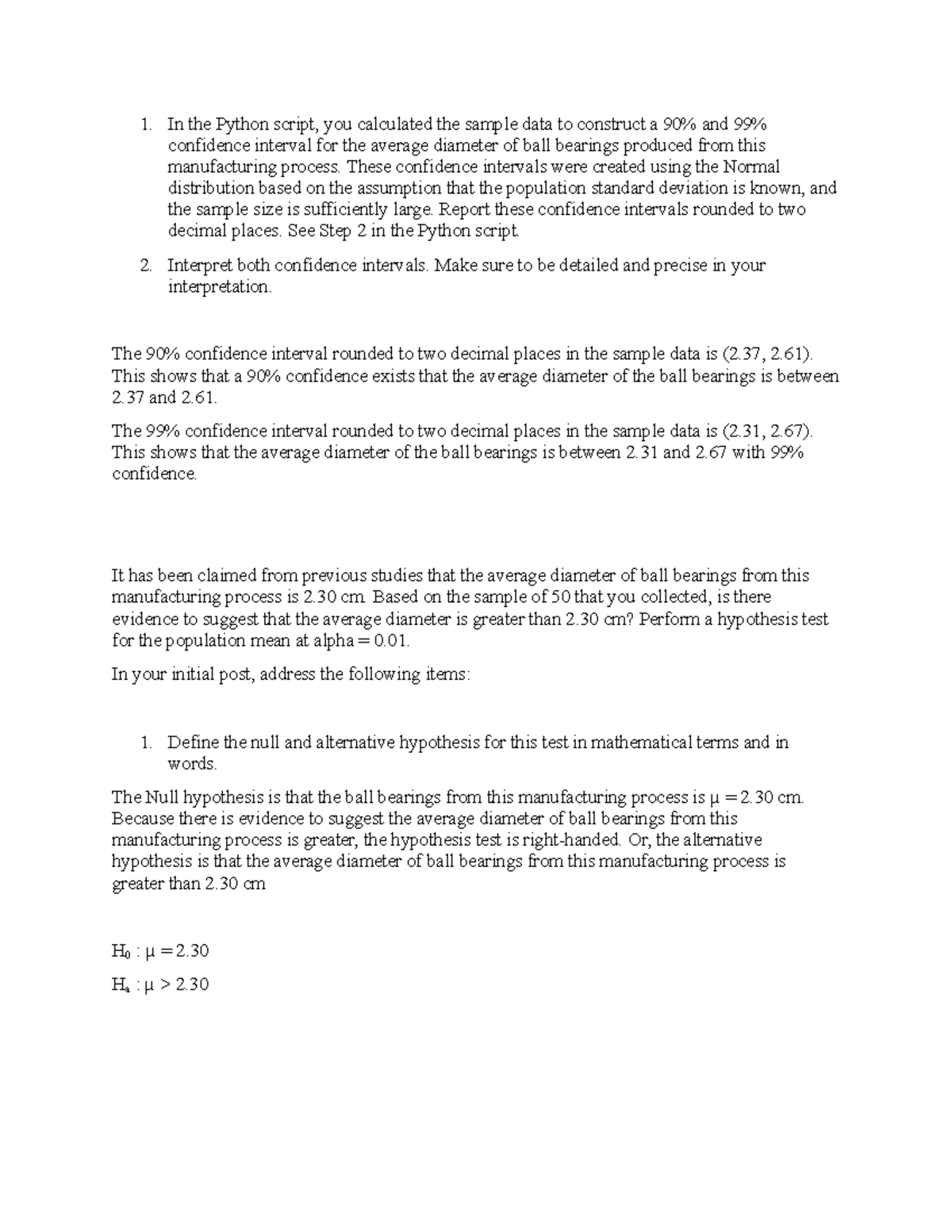 Discussion 3-3: Confidence Intervals & Hypothesis Testing Analysis ...