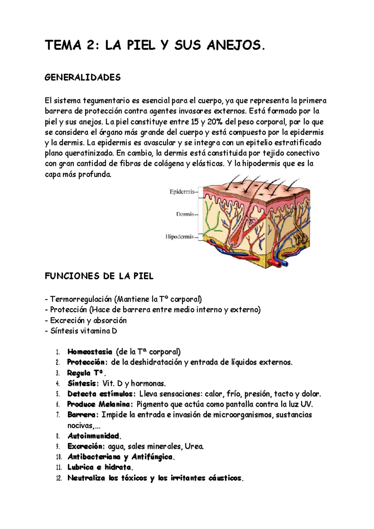 TEMA 2 LA PIEL Y SUS Anejos - TEMA 2: LA PIEL Y SUS ANEJOS ...