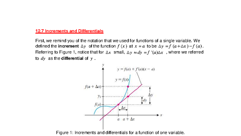 12.7 Increments and Differentials: Functions of Several Variables - Studocu