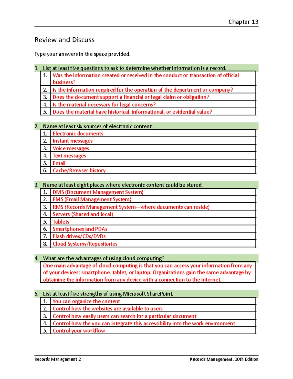 Module 2 Chapter 11 Review and Discuss Questions - Chapter 11 Review ...