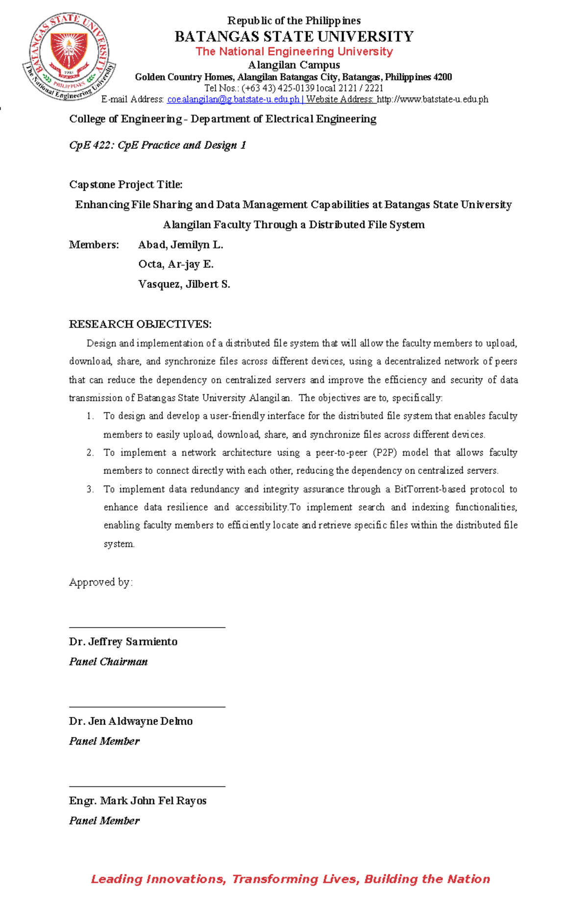 DMS Thesis Objectives - NOTES - Republic of the Philippines BATANGAS ...