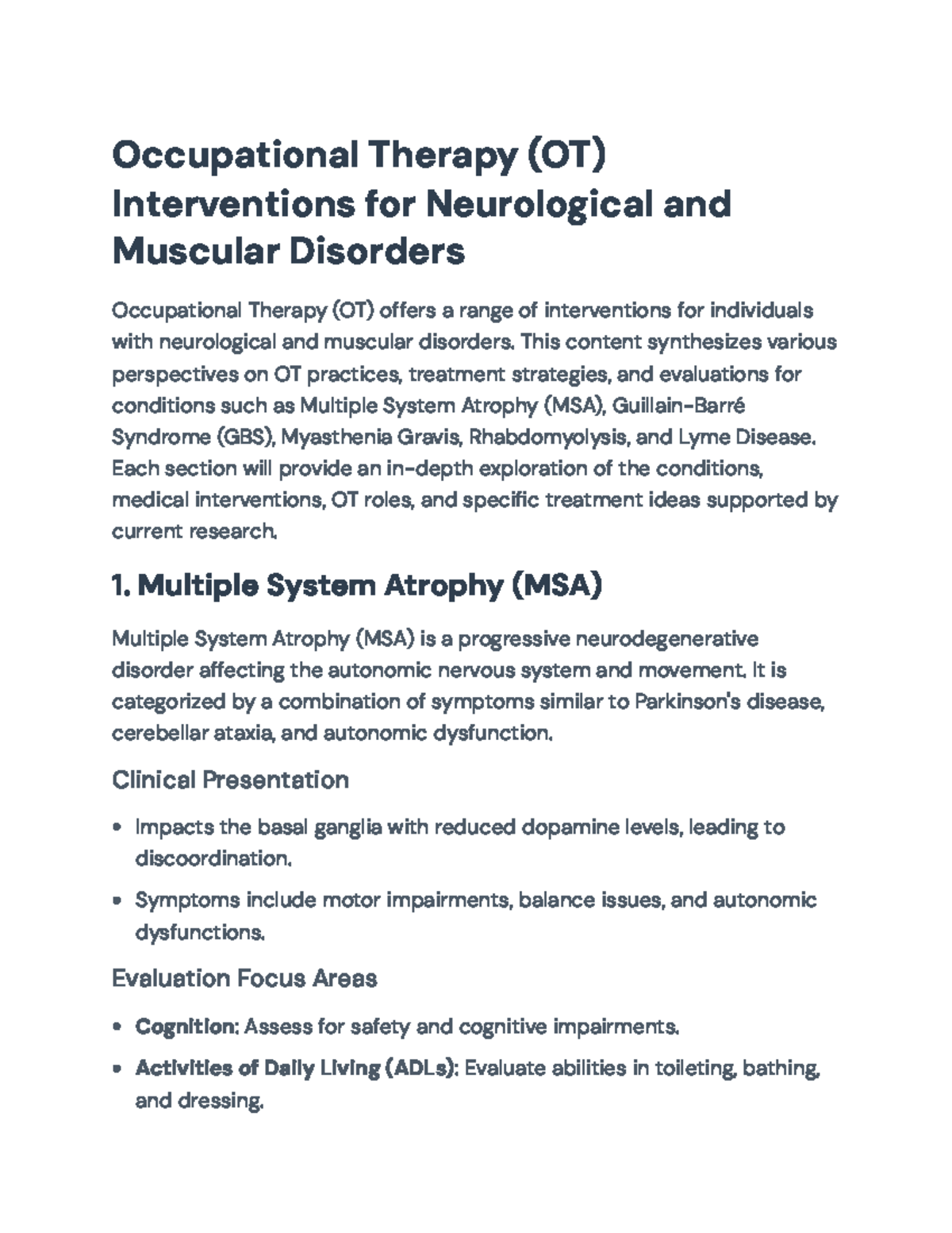 Occupational Therapy Interventions for Neurological Disorders - OT 101 ...