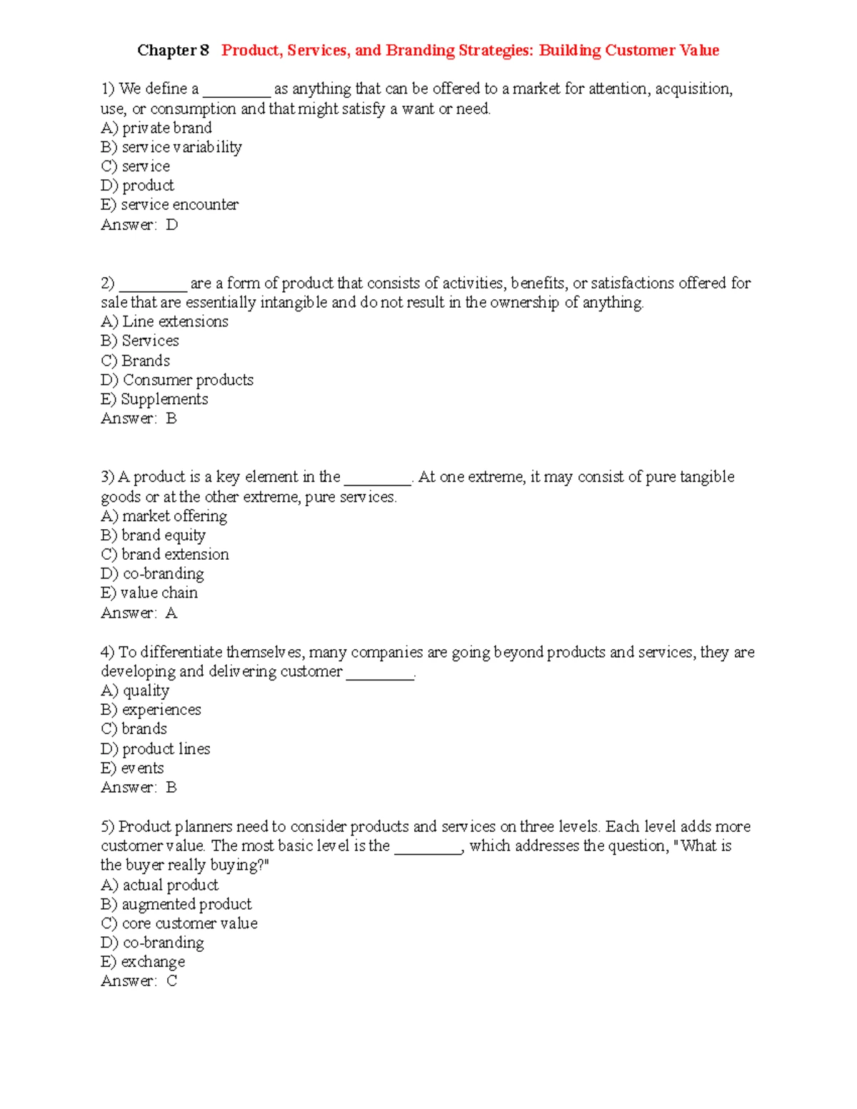 Chapter 2 - marketing test bank - Principles of Marketing, 17e, Global ...