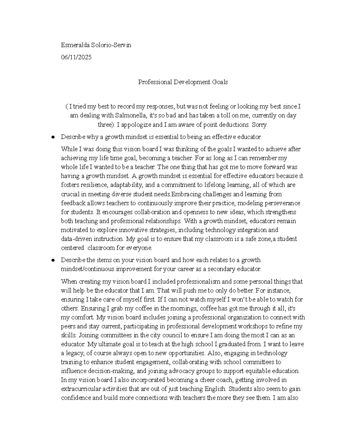Vision Board Response: Growth Mindset Goals for Educators (EDU 101 ...