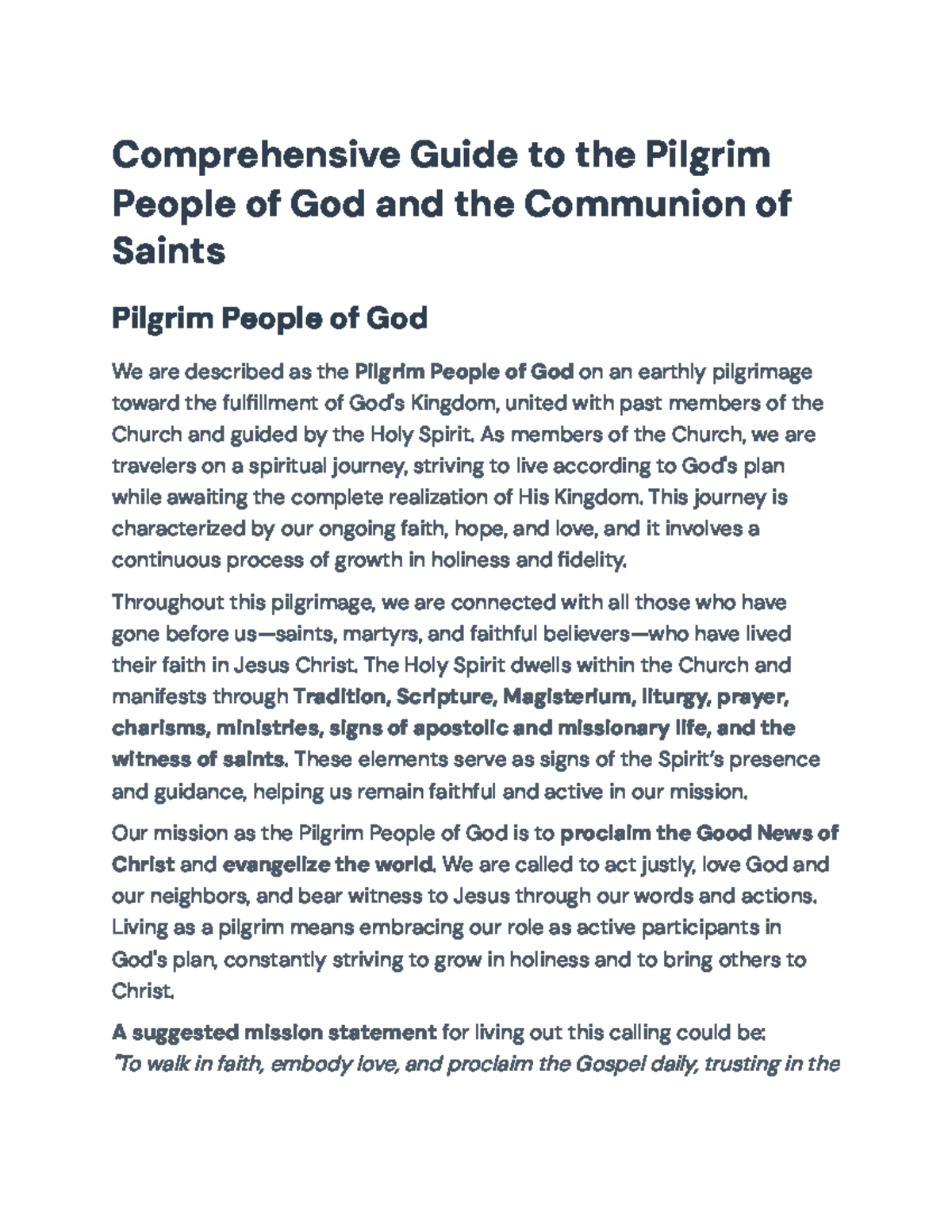 Comprehensive Guide: Pilgrim People of God & Mary's Role in Faith - Studocu