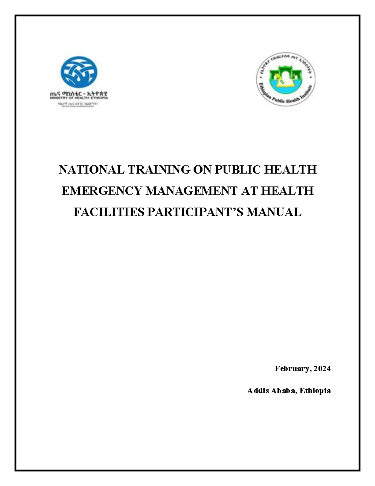 NATIONAL TRAINING ON PUBLIC HEALTH EMERGENCY MANAGEMENT (PHEM) AT ...