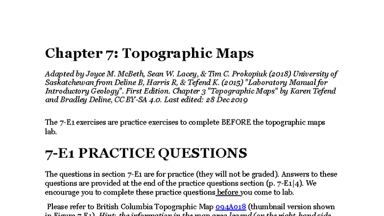 Chapter 7: Topographic Maps Practice Questions (202001) - Studocu