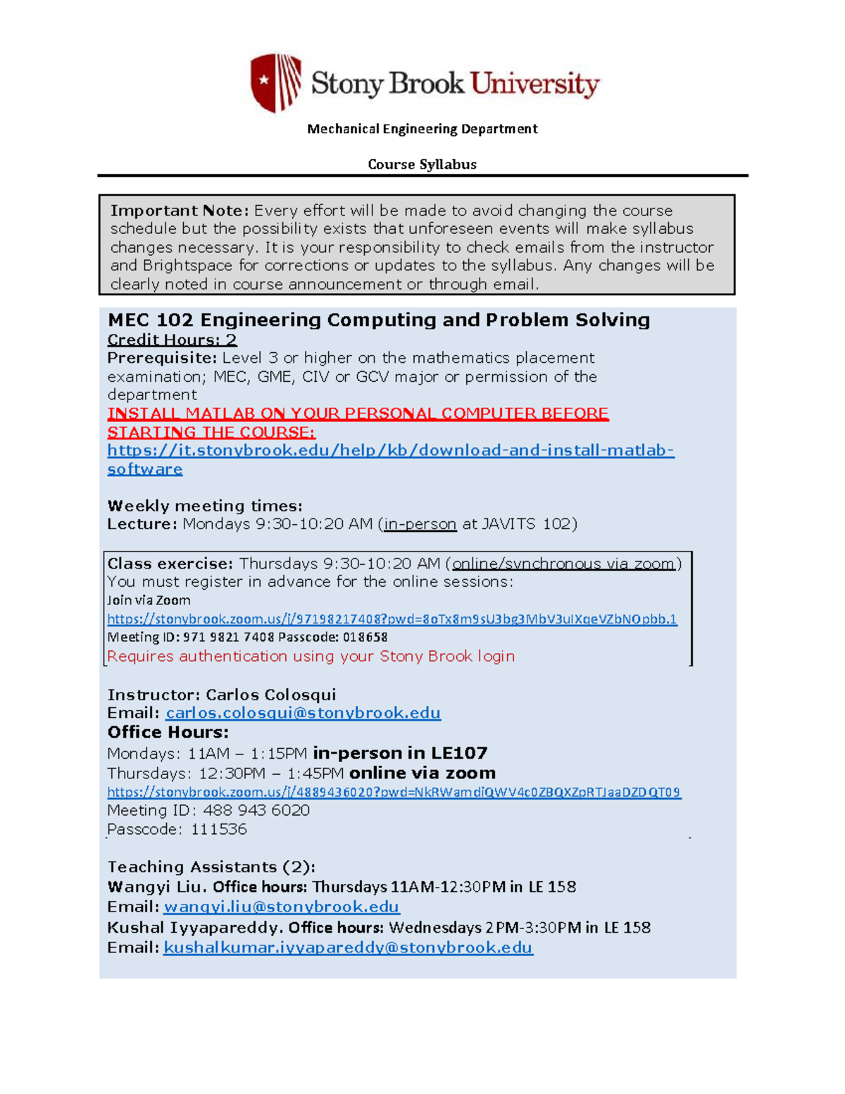MEC102 Syllabus 2025 - Mechanical Engineering Department Course ...
