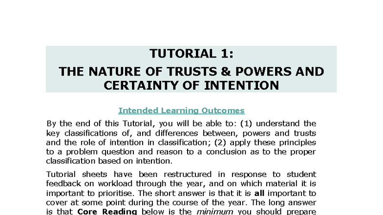 Tutorial 1: Understanding Trusts, Powers, and Certainty of Intention ...
