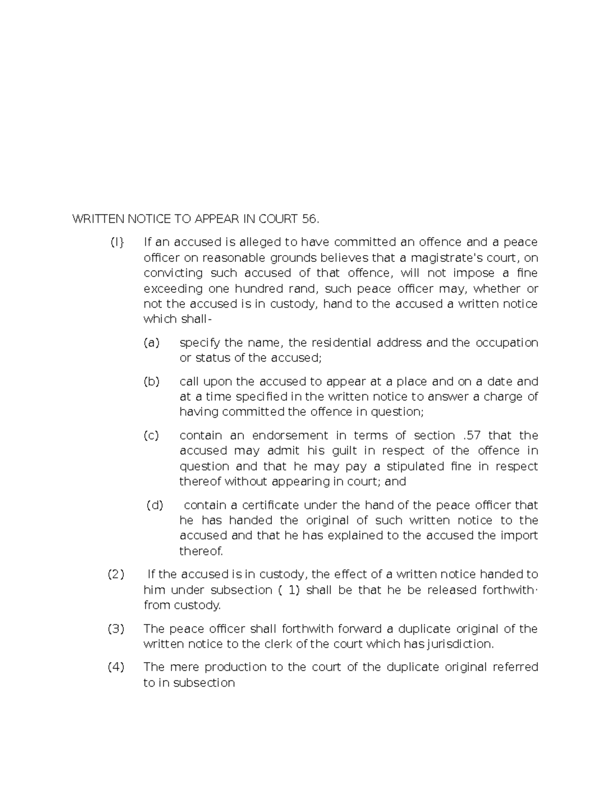 Written Notice to Appear in Court 56: Legal Guidelines and Procedures ...