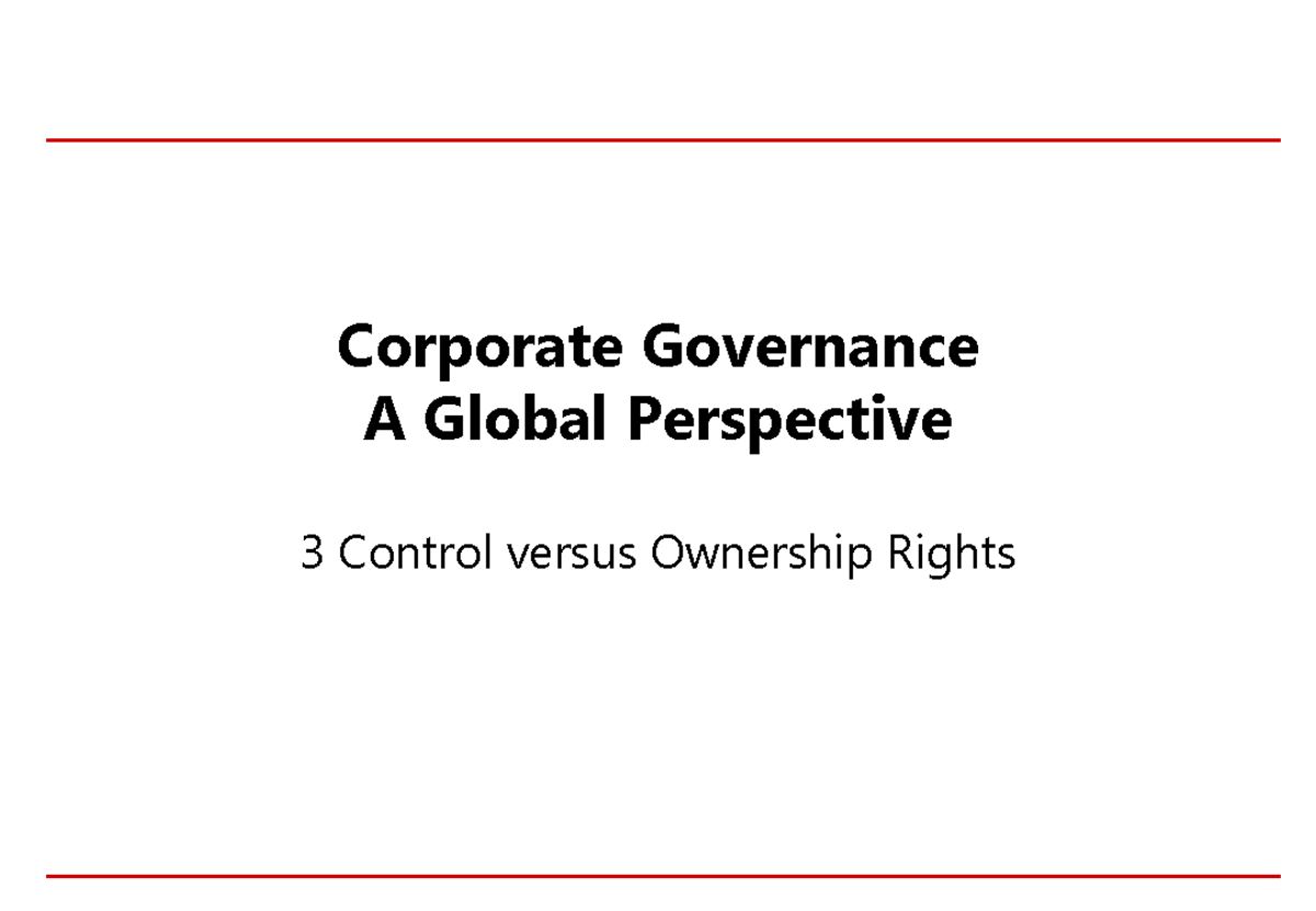 CG Part 3 - Control vs Ownership Rights Lecture Notes - Studocu