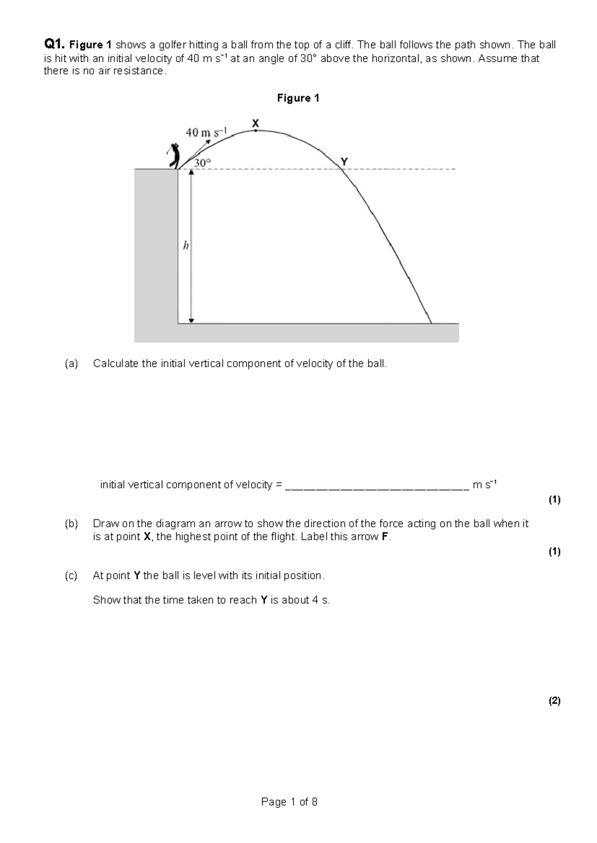 Projectile Motion Homework: Analysis of Golf and Tennis Ball ...