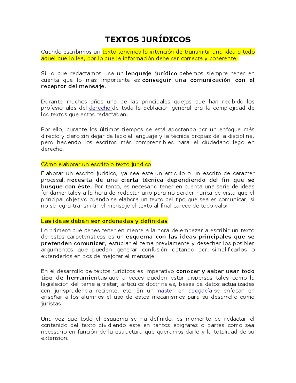Redacción y Estructura de Textos Jurídicos en Derecho - Studocu