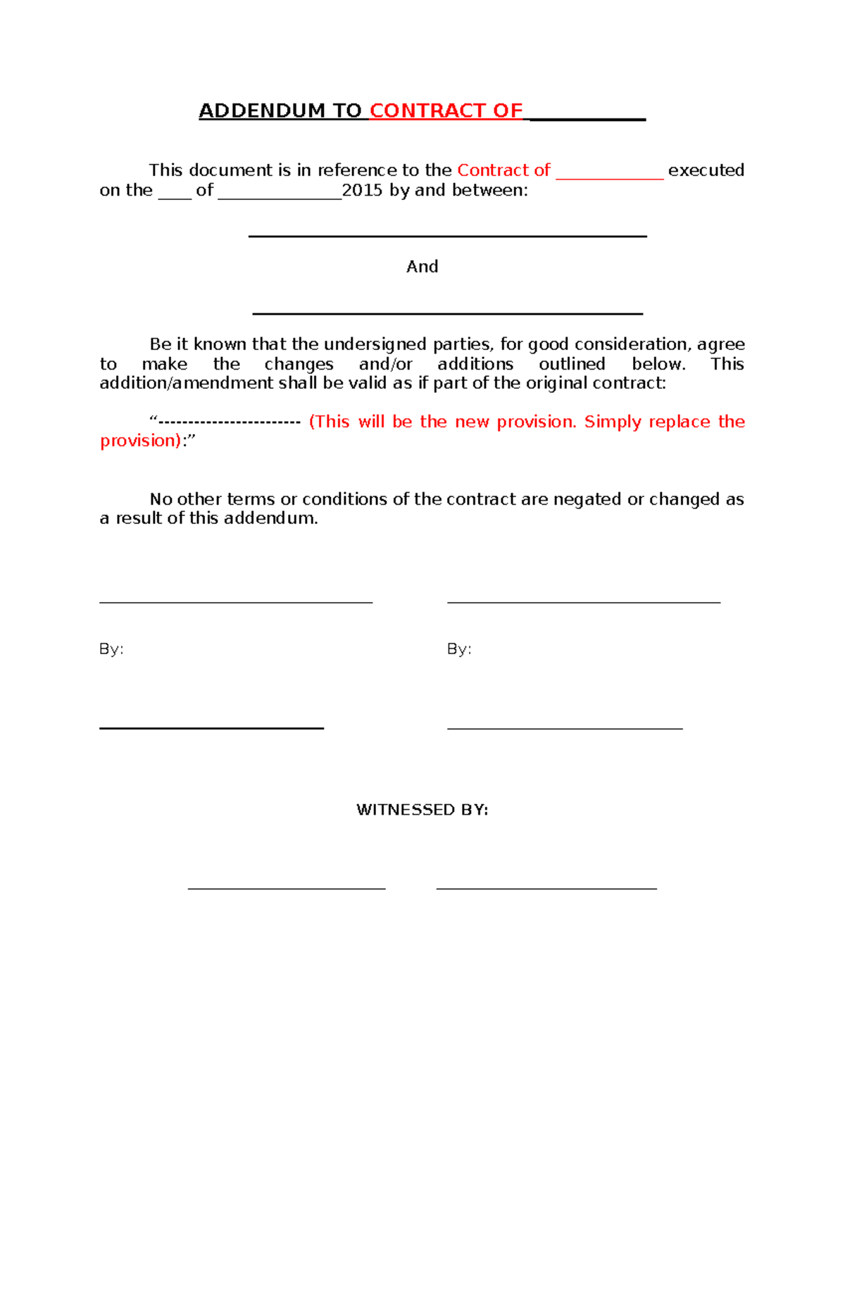 282574868-Contract Addendum Template for Modifications - Studocu