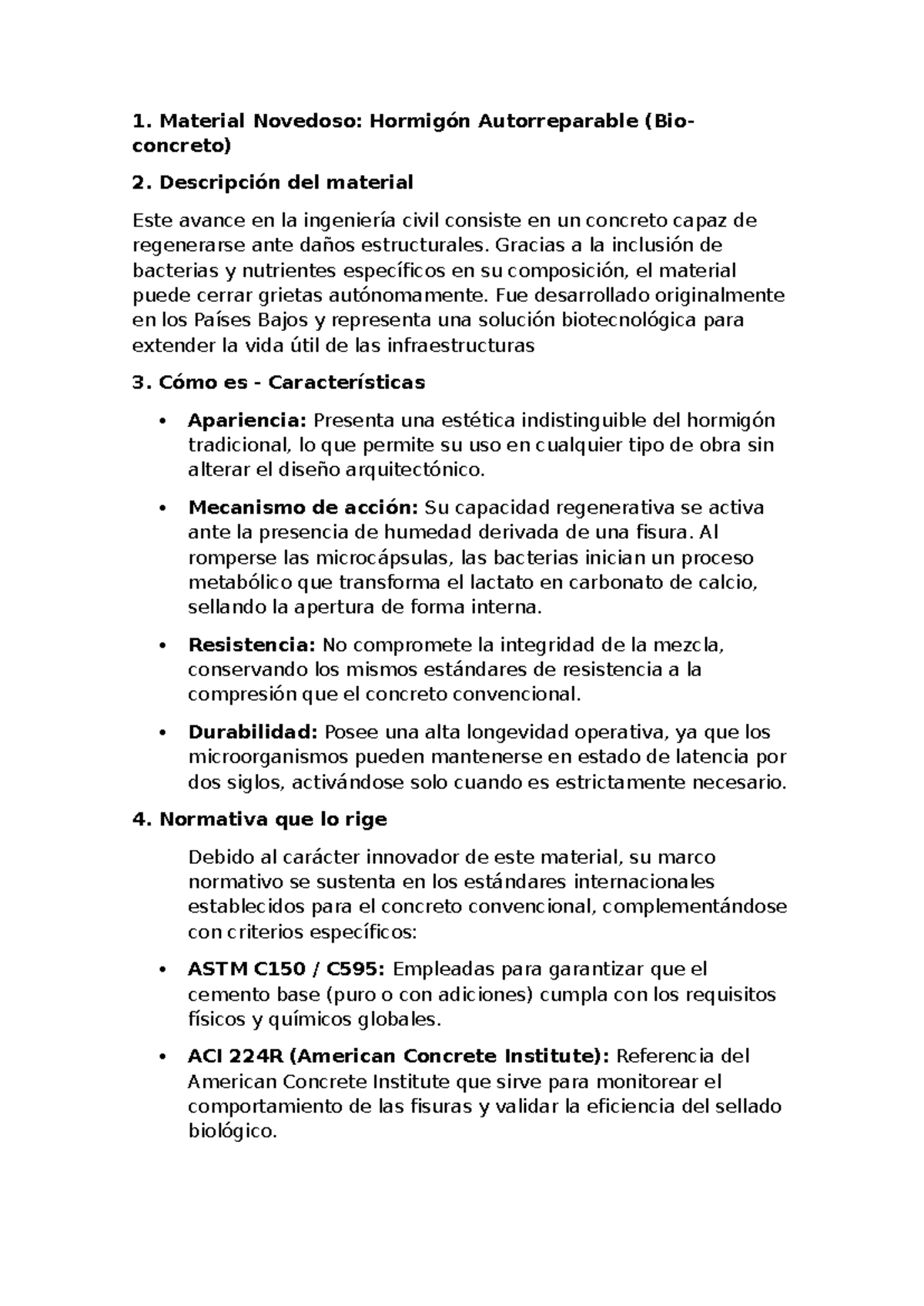 Materiales de Construcción: Hormigón Autorreparable (Semana 1) - Studocu