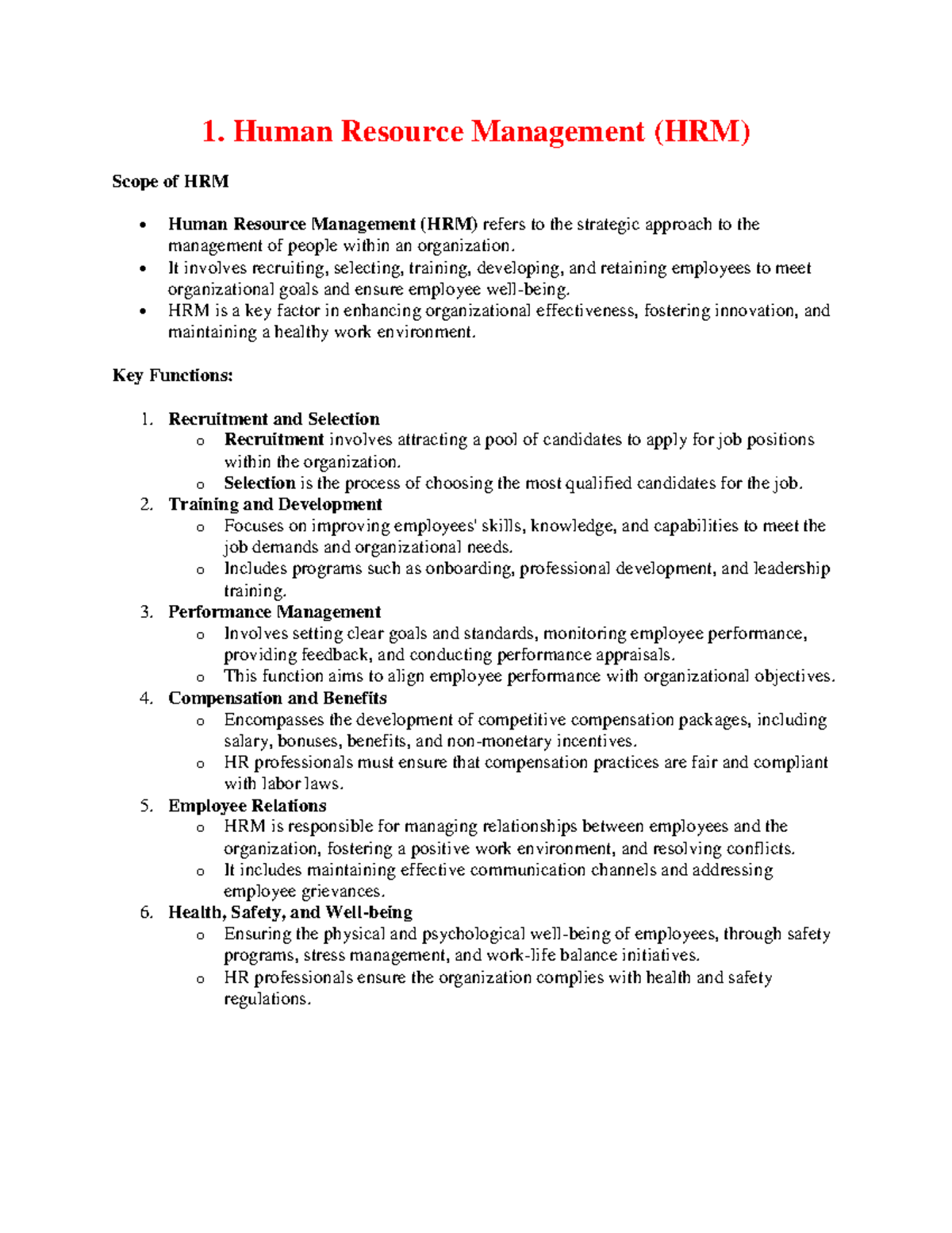 Final Exam Review: Human Resource Management (HRM) Topics & Principles ...