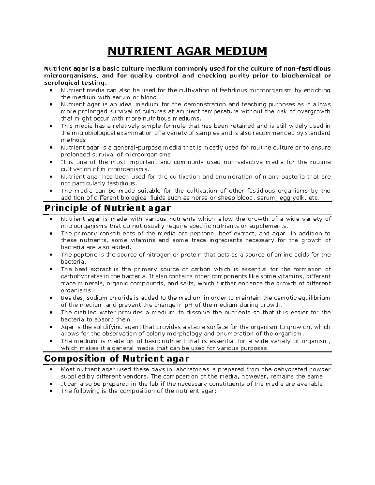 Different Types OF Media AND Their Composition-1 - NUTRIENT AGAR MEDIUM ...