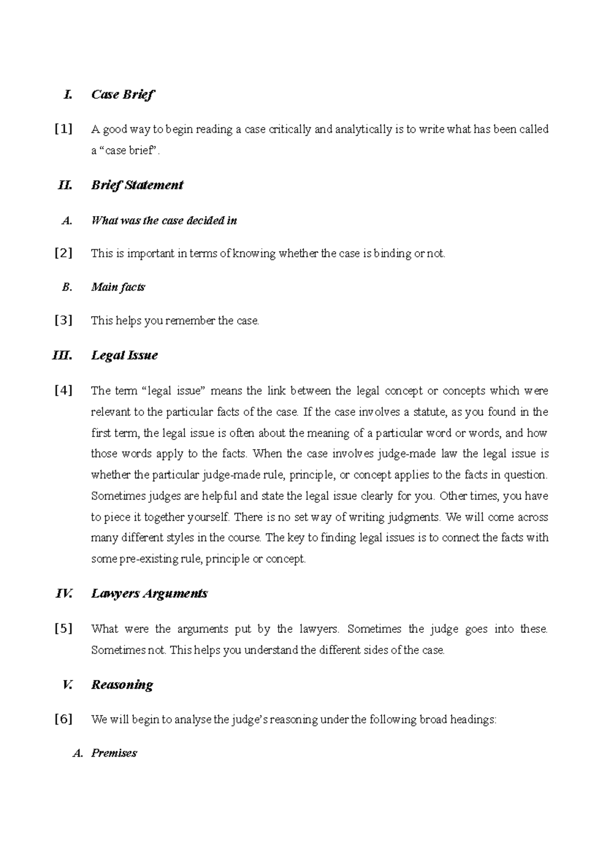 Case Brief Template for Legal Analysis and Argumentation - Studocu