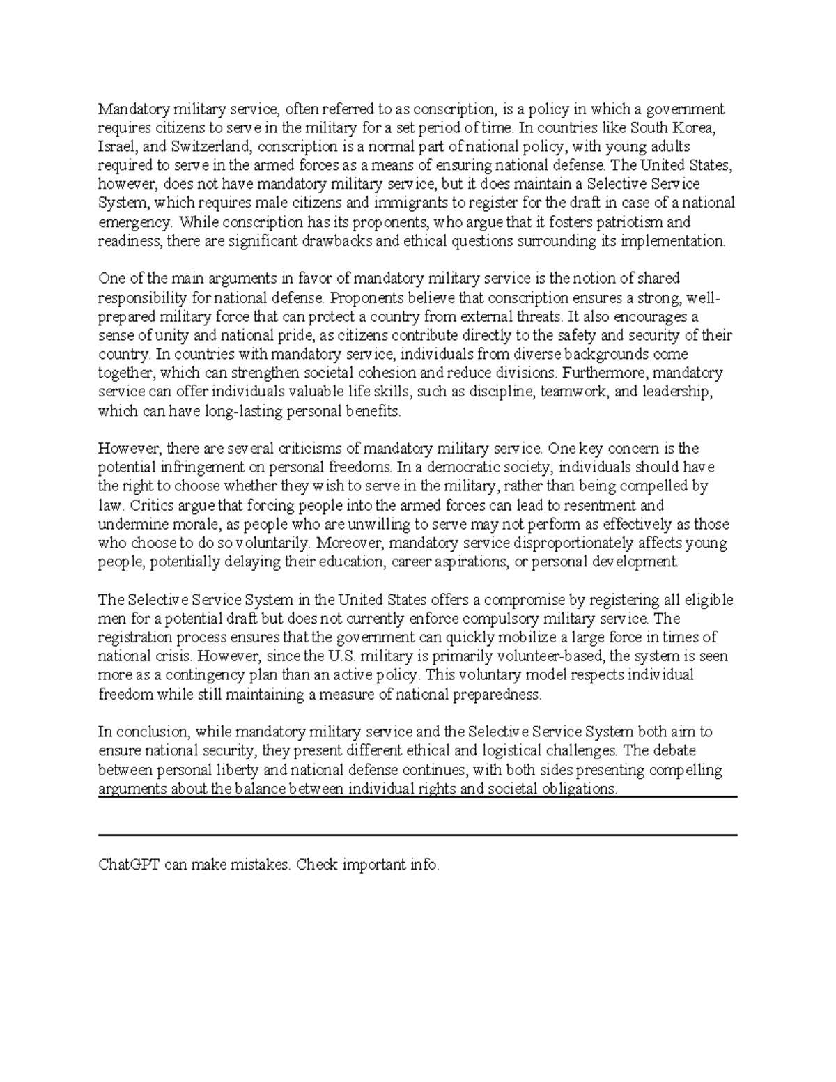 MLT 101: Analyzing the Impact of Mandatory Military Service on Society ...