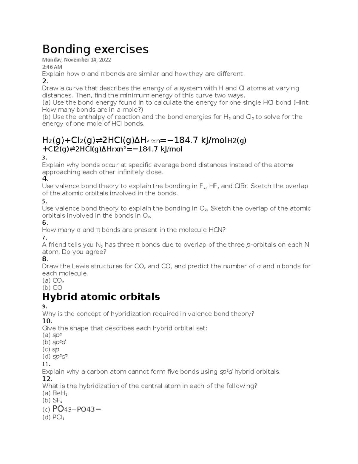 Bonding exercises - Bonding exercises Monday, November 14, 2022 2:46 AM ...