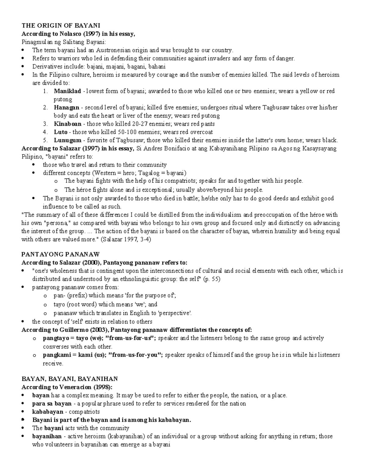 SOC404: Understanding the Concept of 'Bayani' and National Heroes - Studocu