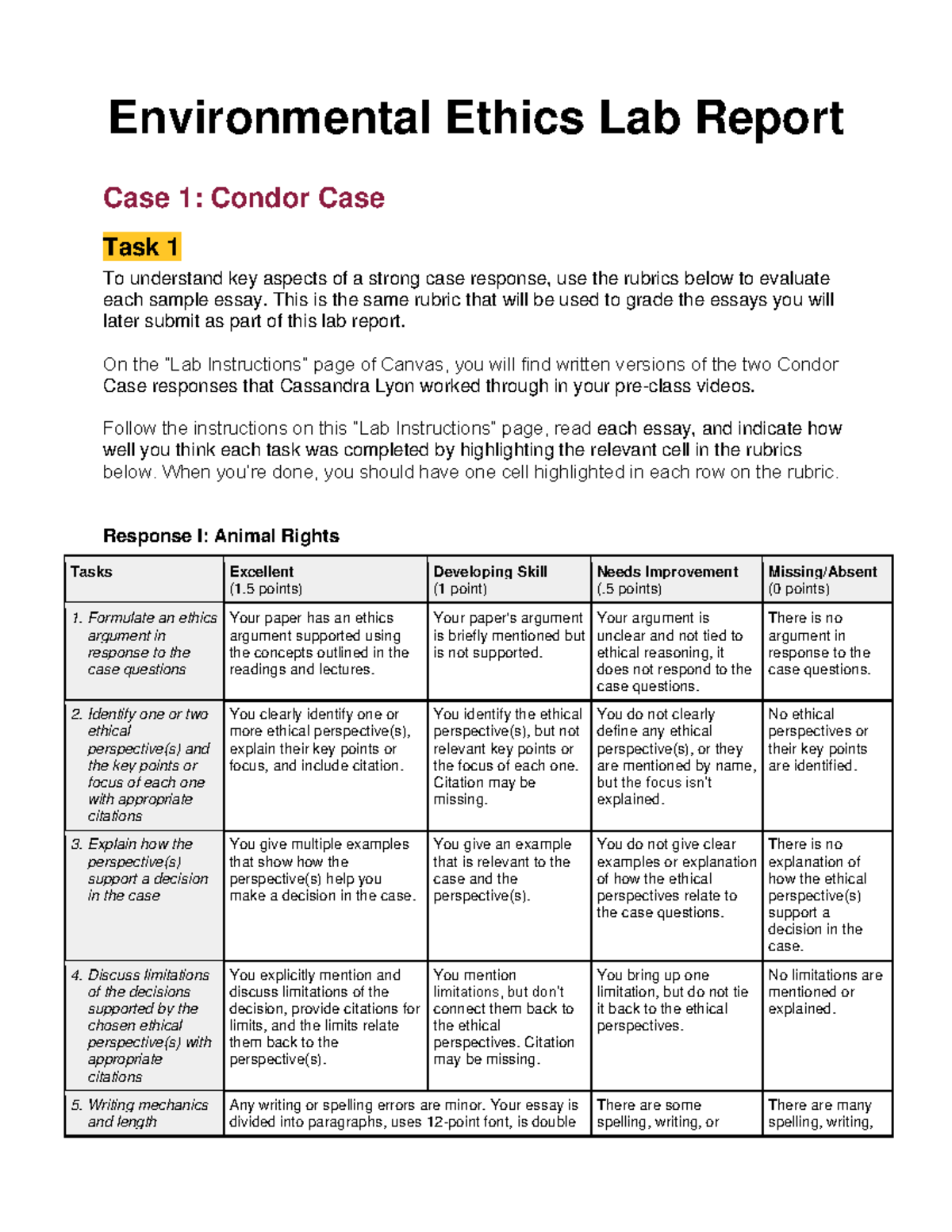 Final Lab Report Guidelines for Environmental Ethics (Fall22-1) - Studocu