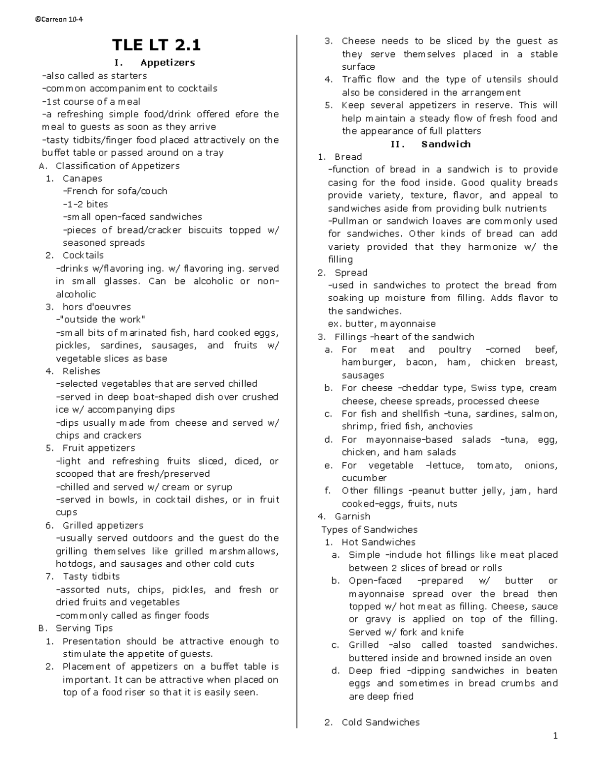 TLE-LT-2 - Comprehensive Lecture Notes on Food & Beverages Management ...