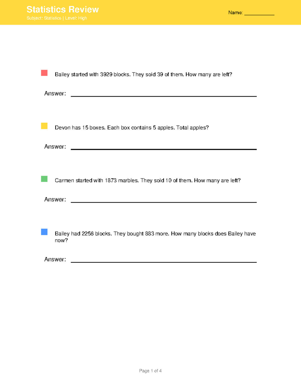 Statistics Review 1 - High Level Notes - Studocu