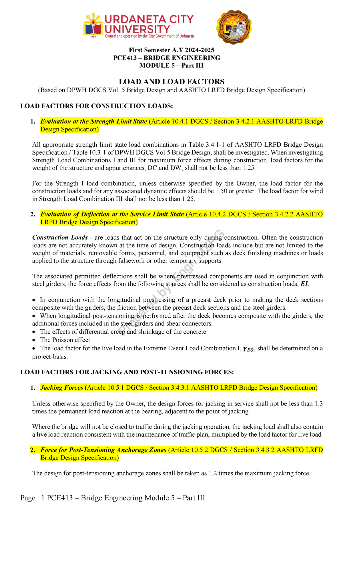 PCE413 Module 5 Part III: Understanding Loads & Load Factors in Bridge ...