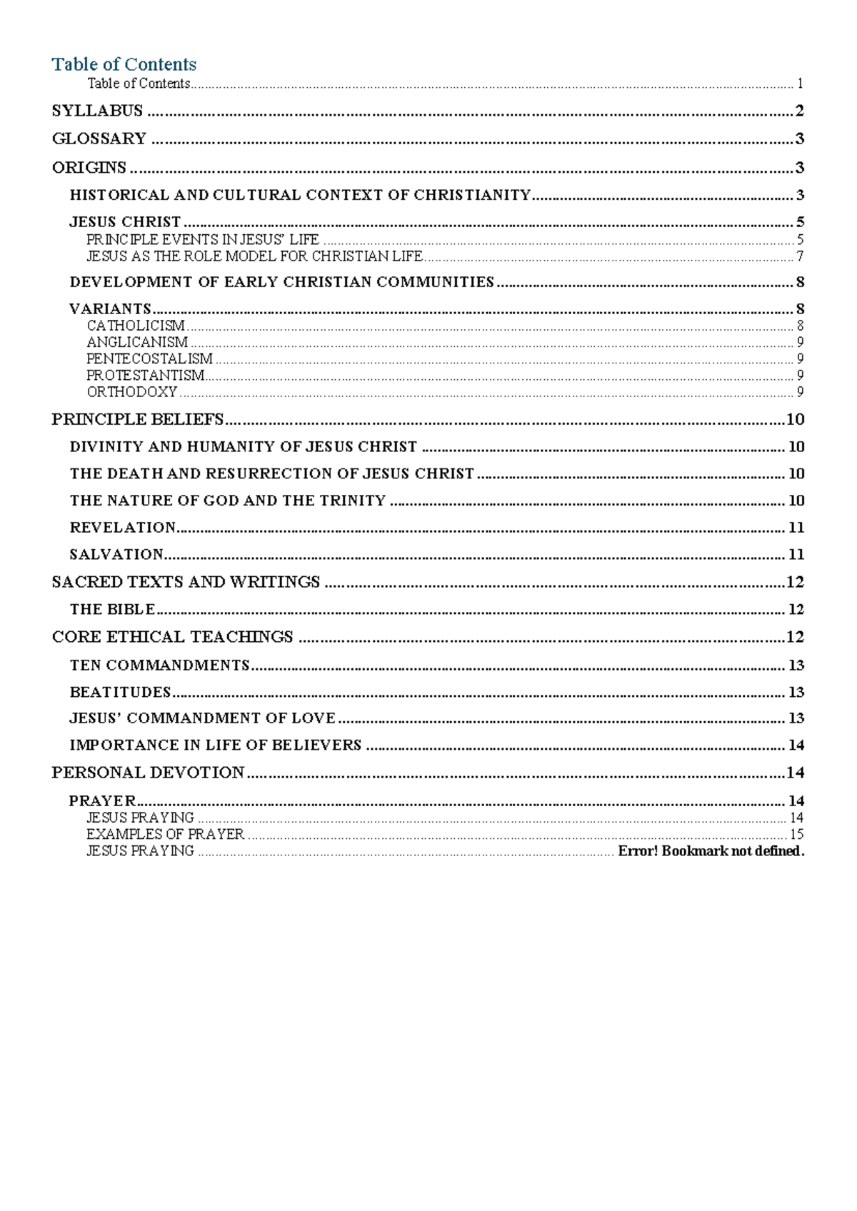 Christianity Year 11 - Complete Syllabus Overview - Studocu