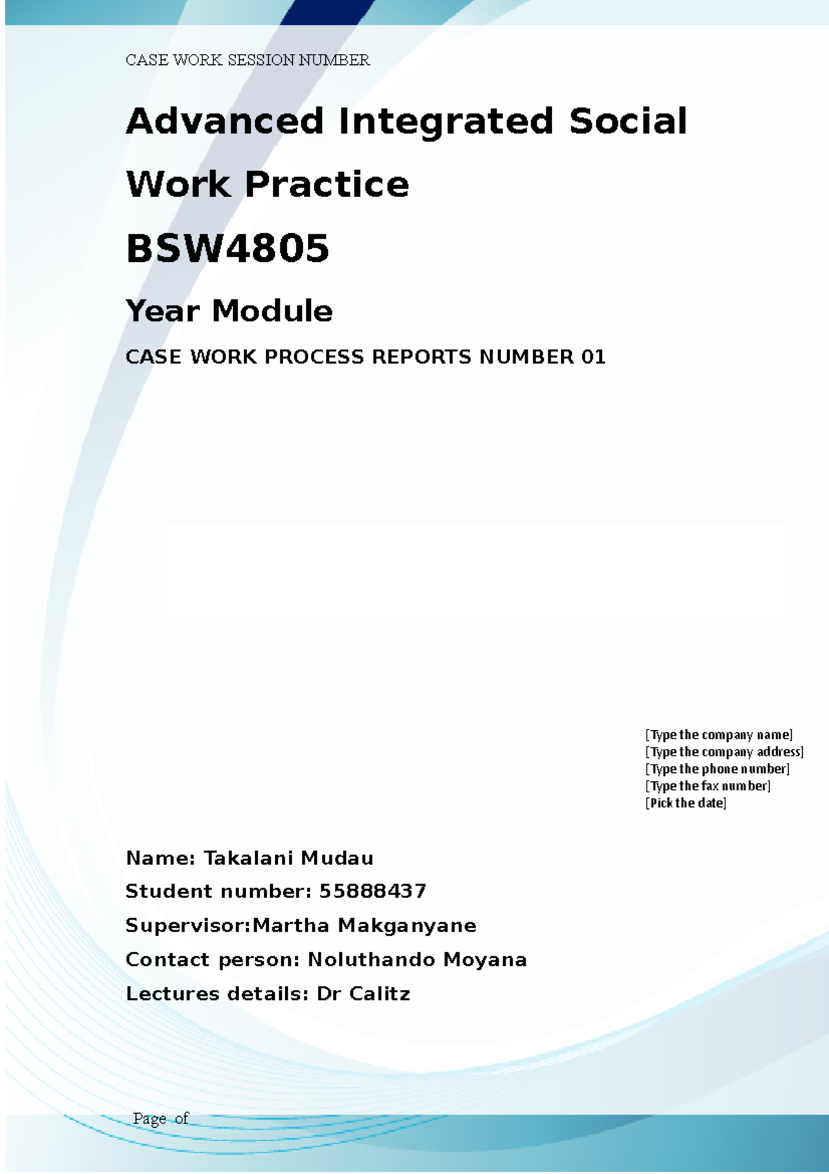 BSW Case Work Process Report No. 1: Analyzing Client Interventions ...